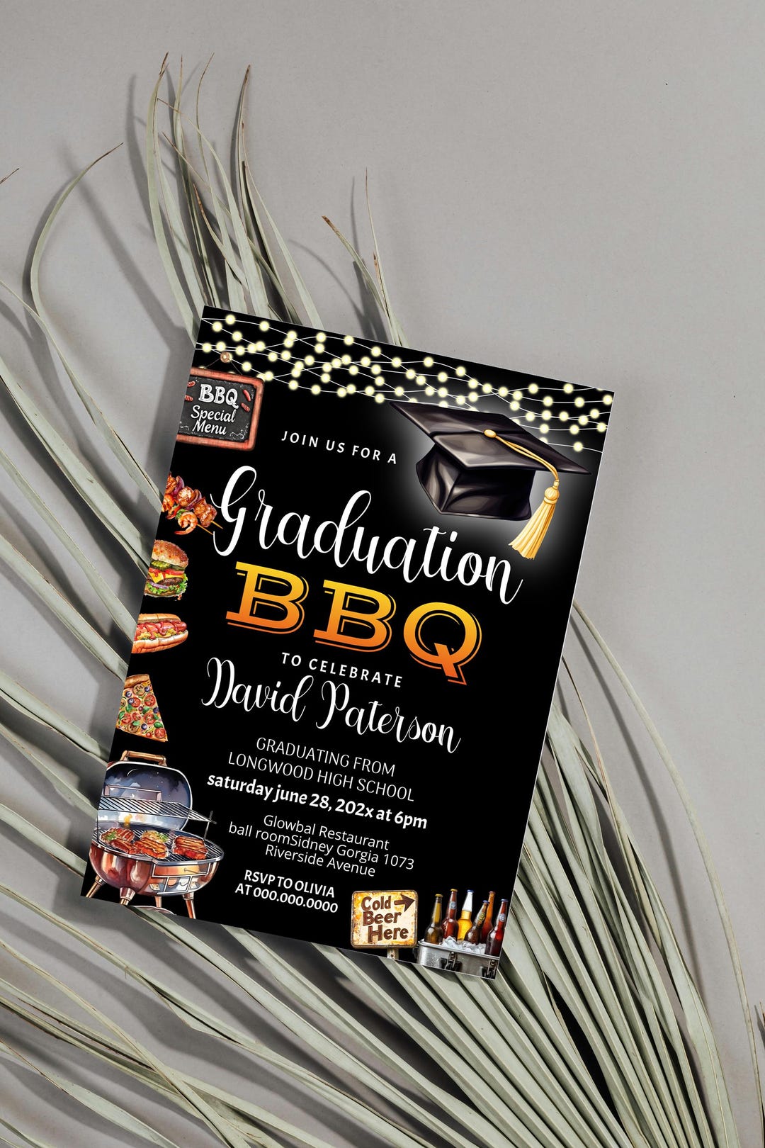 Graduation BBQ Invitation Template, Backyard Bbq Graduation Party ...