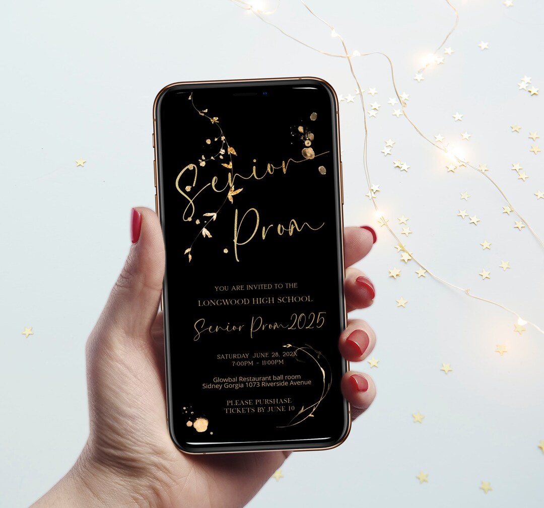 Senior Prom Evite Template, Digital Prom Party Invite, Editable Prom ...