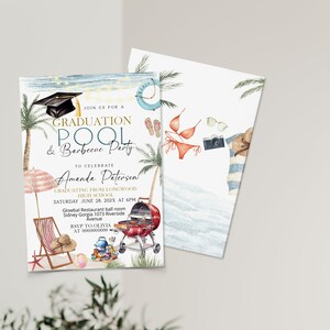Pool & Bbq Graduation Party Invitation Template, BBQ Graduation ...