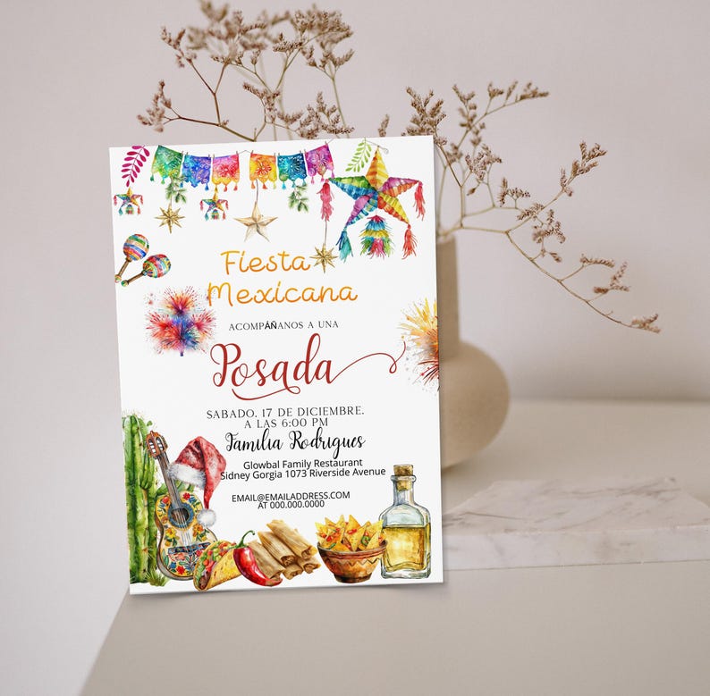 Fiesta Posada Invitation: Editable Spanish Christmas Party (digital Download) - Etsy