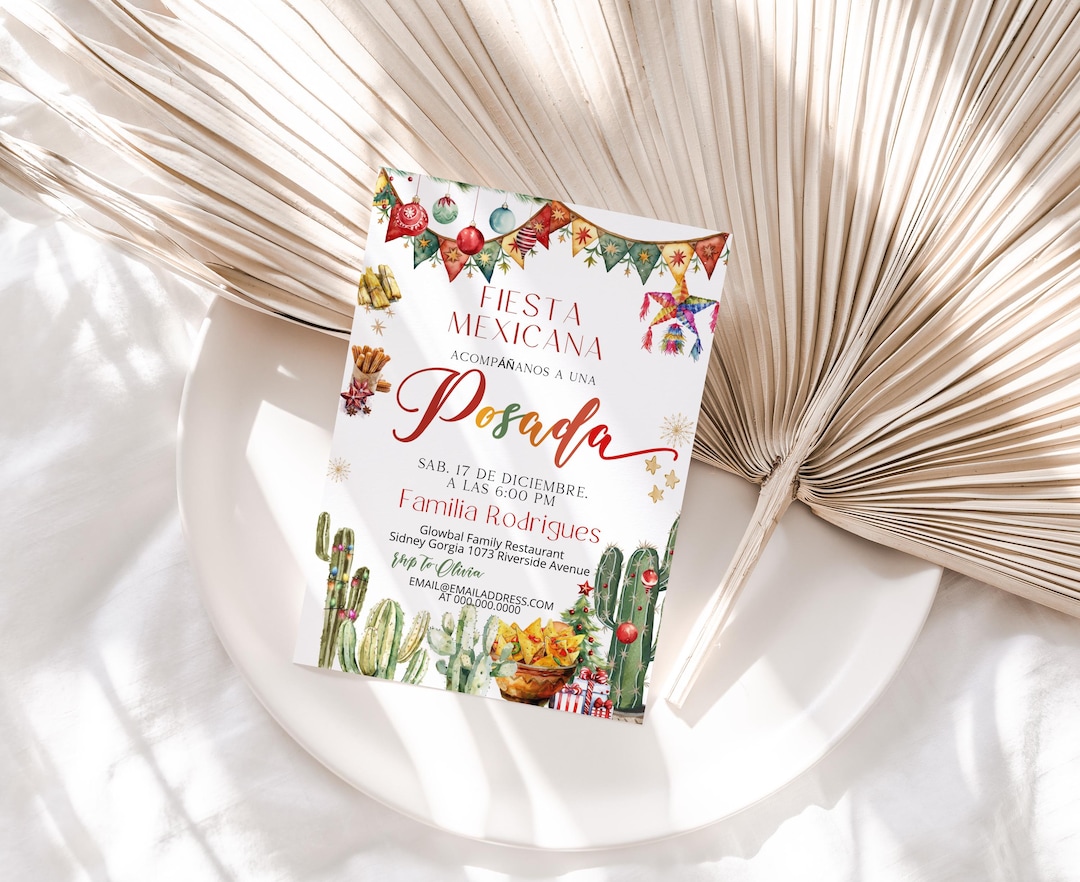 Fiesta Mexicana Posada Party Invitation Template, Cena De Navidad, Editable Holiday Fiesta ...
