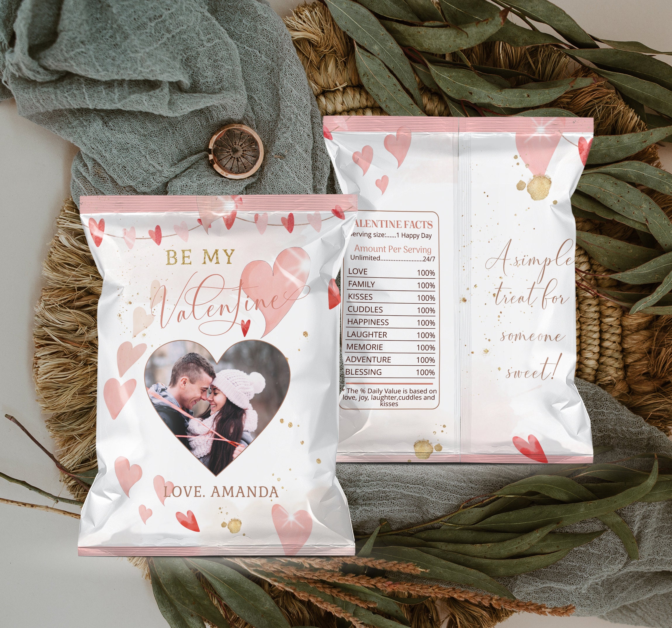 Valentine Day Photo Chip Bag, Valentine Favors Template, Printable ...