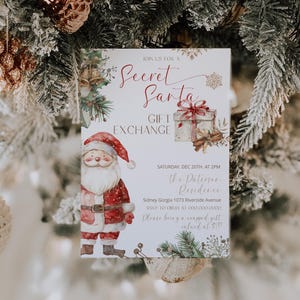 Secret Santa Gift Exchange Invitation Template, Christmas Gift Exchange ...