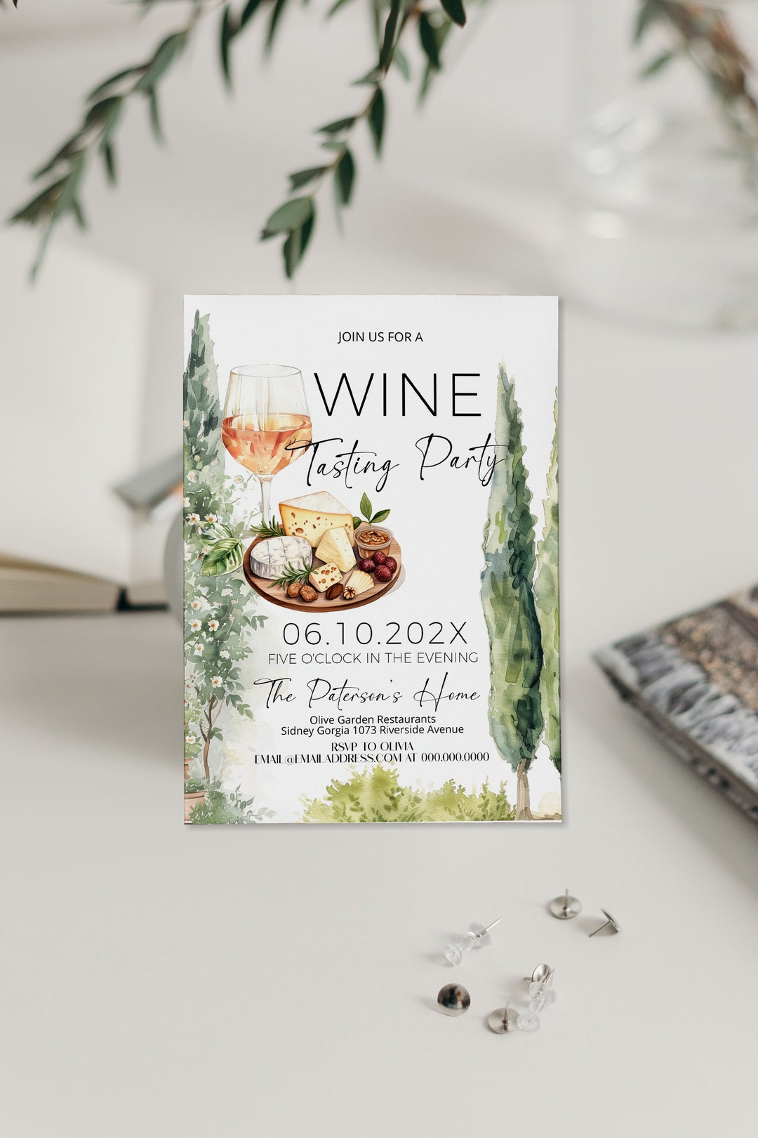 Wine Tasting Invitation Template, Editable Wine & Cheese Invite, Wine ...