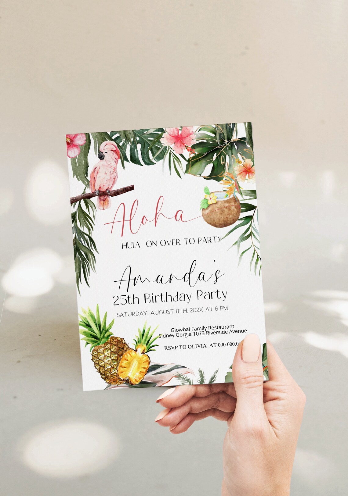 Aloha Birthday Invitation Template, 25th Birthday Party Invitation ...