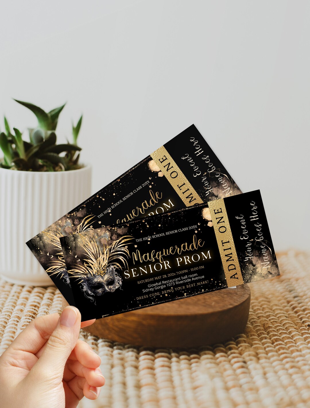 Masquerade Senior Prom Ticket, Prom Tickets Template, Editable ...