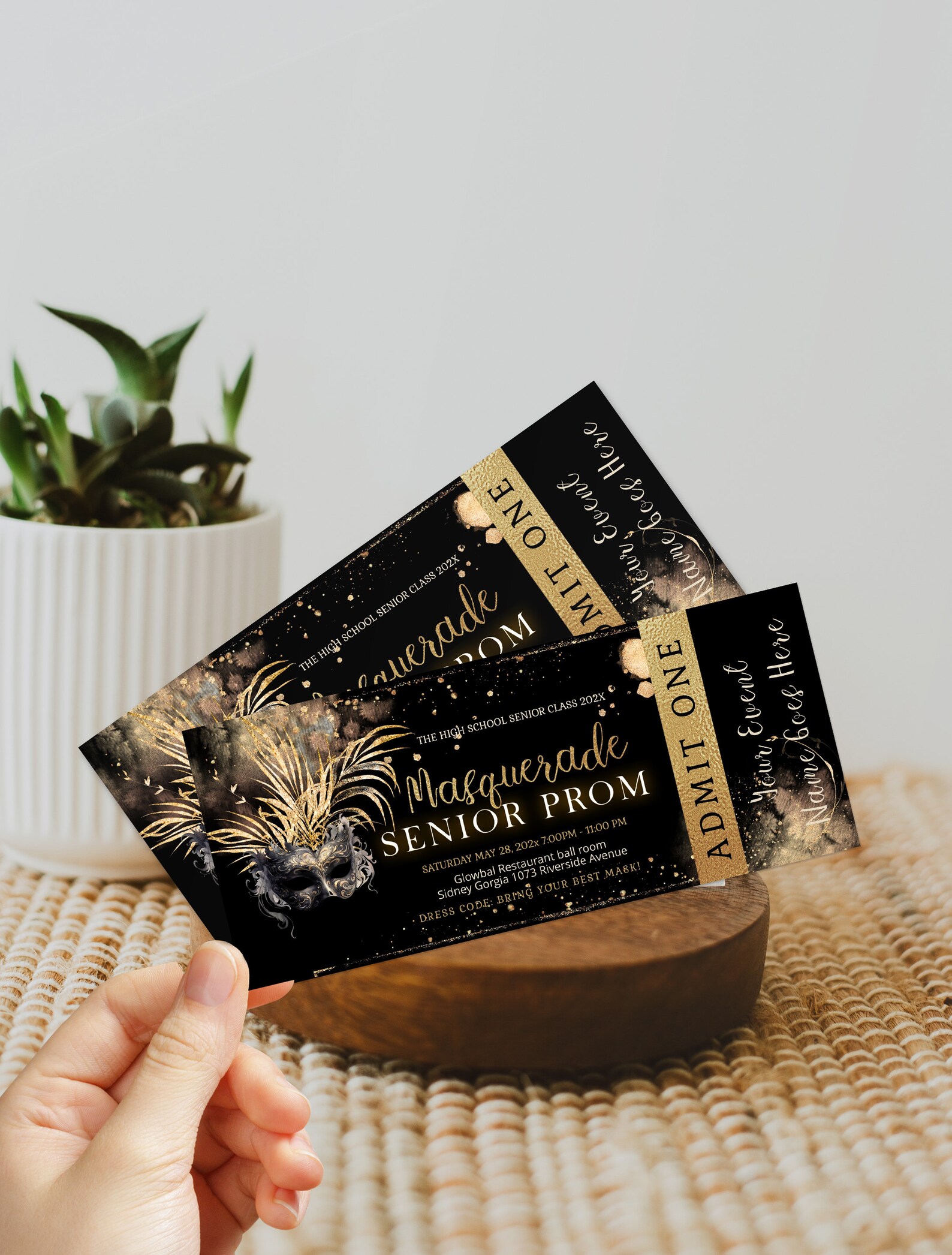Masquerade Senior Prom Ticket, Prom Tickets Template, Editable ...