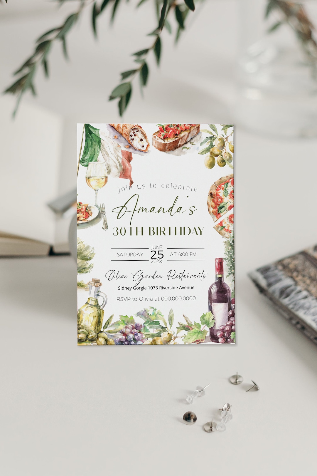 Italy Theme Birthday Invitation Template, Editable Birthday Invite ...