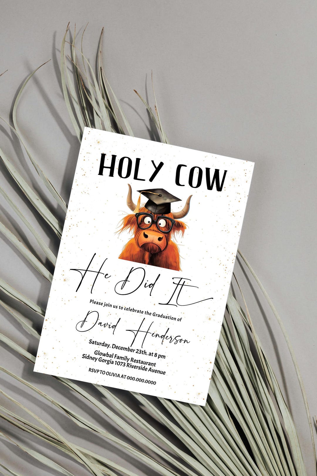 Graduation Party Invitation Template, He Did It, Editable Graduation ...