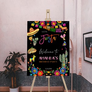 Fiesta Birthday Welcome Sign Template, Editable Fiesta Party Welcome ...
