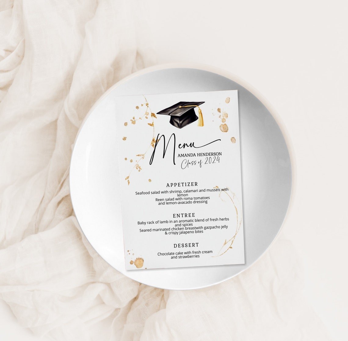 Graduation Dinner Menu, Grad Party Menu, Dinner Menu Template ...