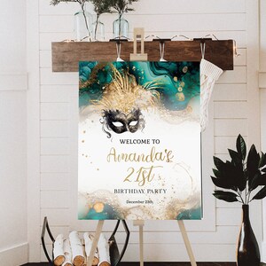 Masked Party Birthday Welcome Sign Template, Printable Masquerade Party ...