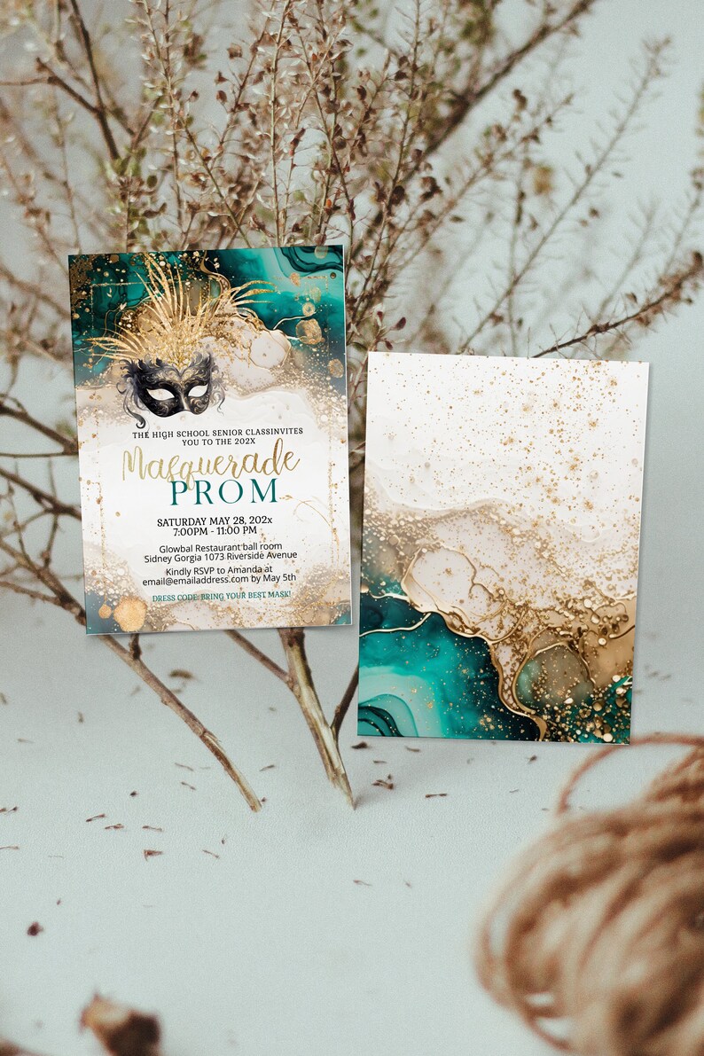 Prom Masquerade Party Invitation Template, Masquerade Ball, High School ...