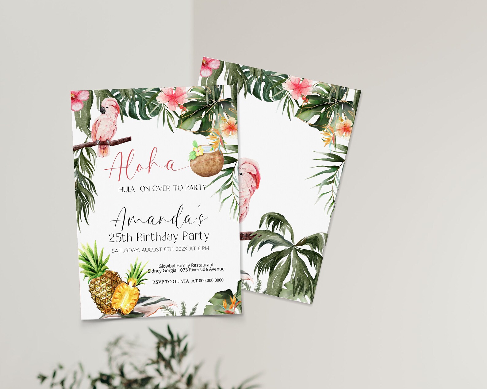 Aloha Birthday Invitation Template, 25th Birthday Party Invitation ...