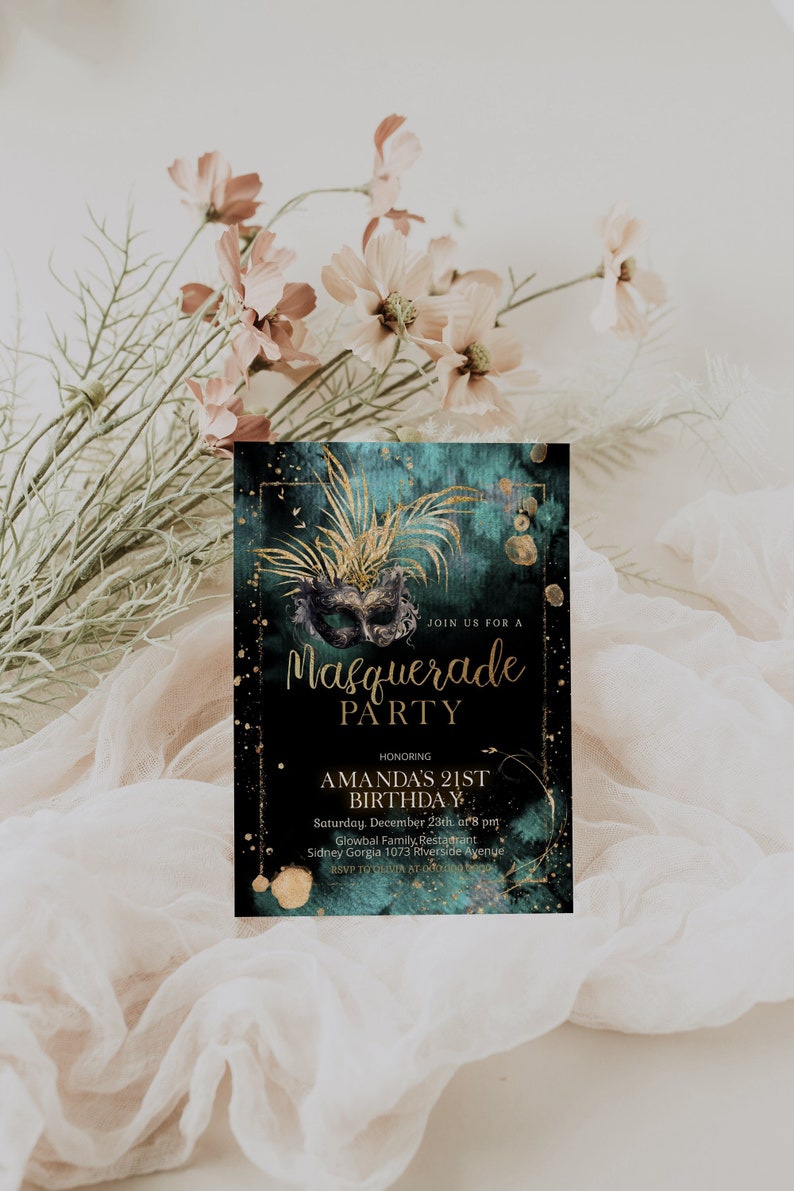 Editable Masquerade Birthday Invitation Template (digital Download) P56 ...