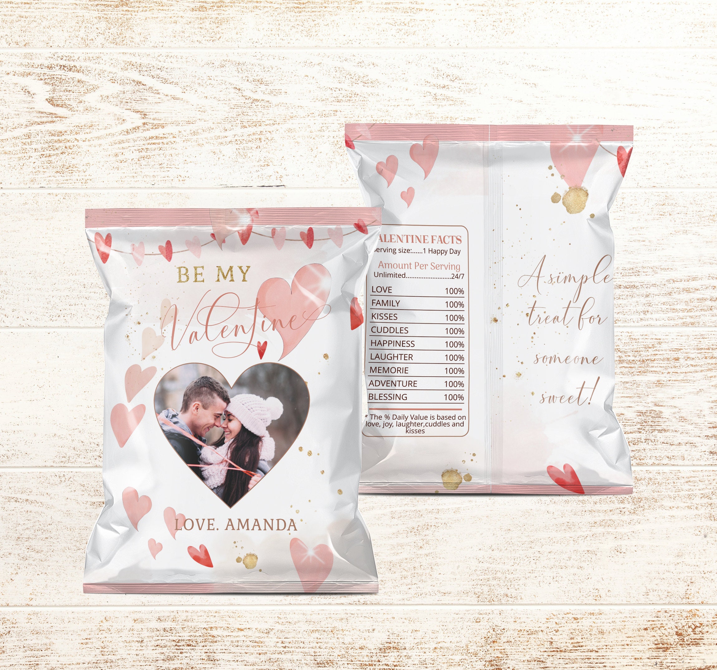 Valentine Day Photo Chip Bag, Valentine Favors Template, Printable ...