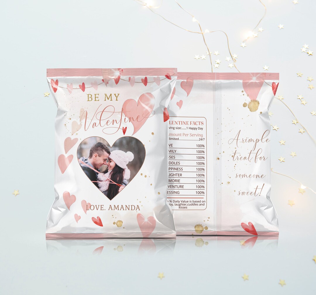 Valentine Day Photo Chip Bag, Valentine Favors Template, Printable ...