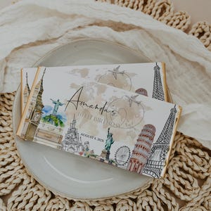 Around the World Birthday Chocolate Wrapper Template, Travel Adventure ...