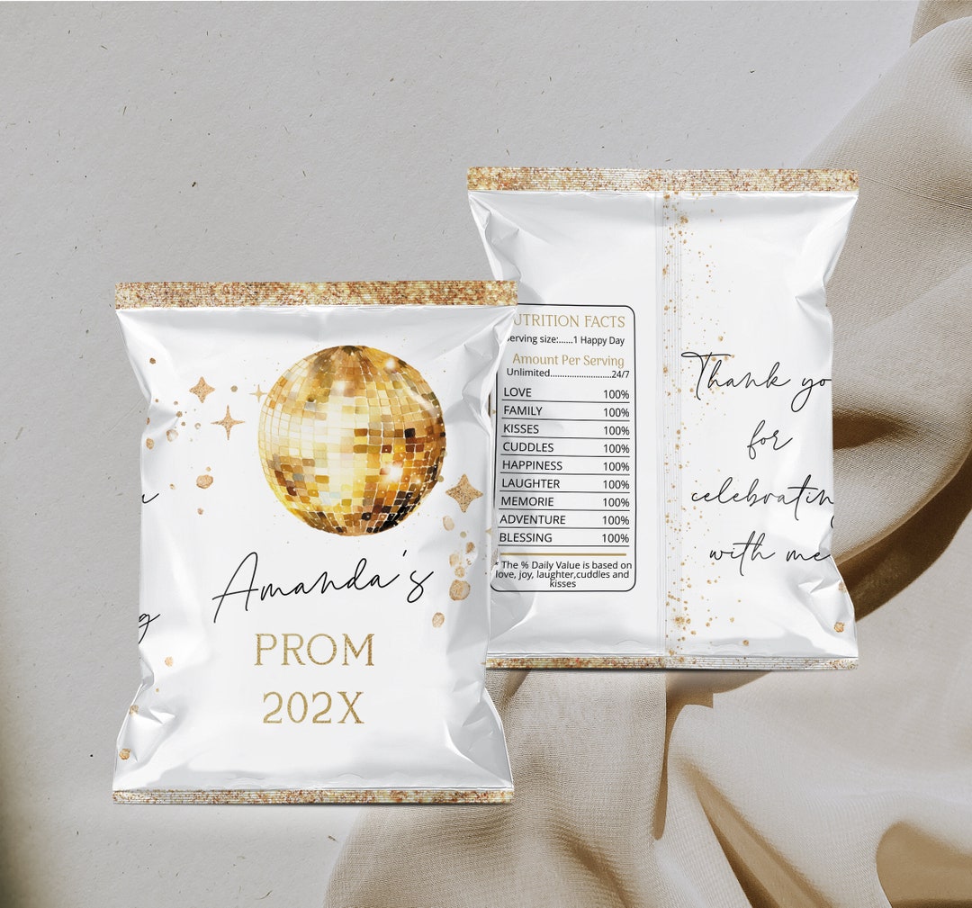 Graduation Custom Chip Bag, Prom Disco Ball Chip Bag, Printable Prom ...
