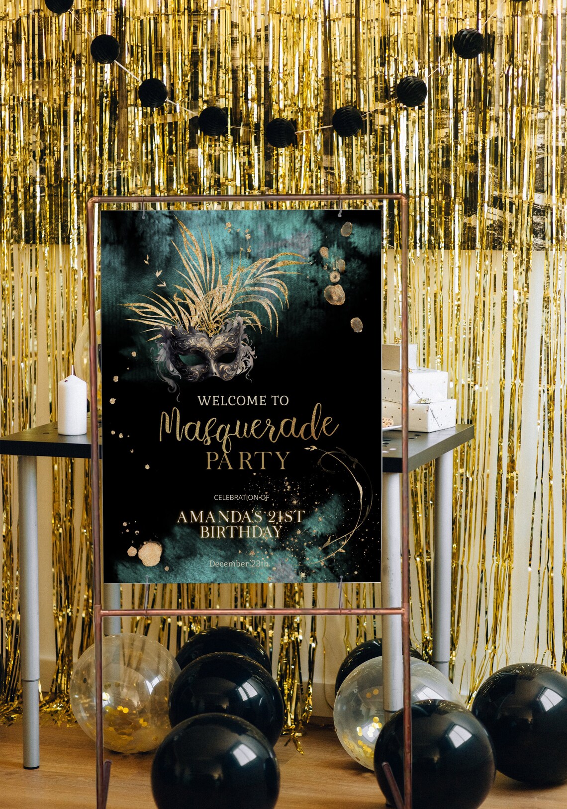 Masquerade Birthday Welcome Poster, Birthday Welcome Sign Template ...