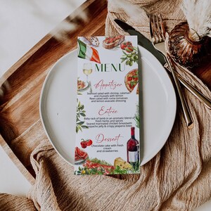 Italian Theme Menu Card Template, Pizza Party Menu, Editable Menu Card ...