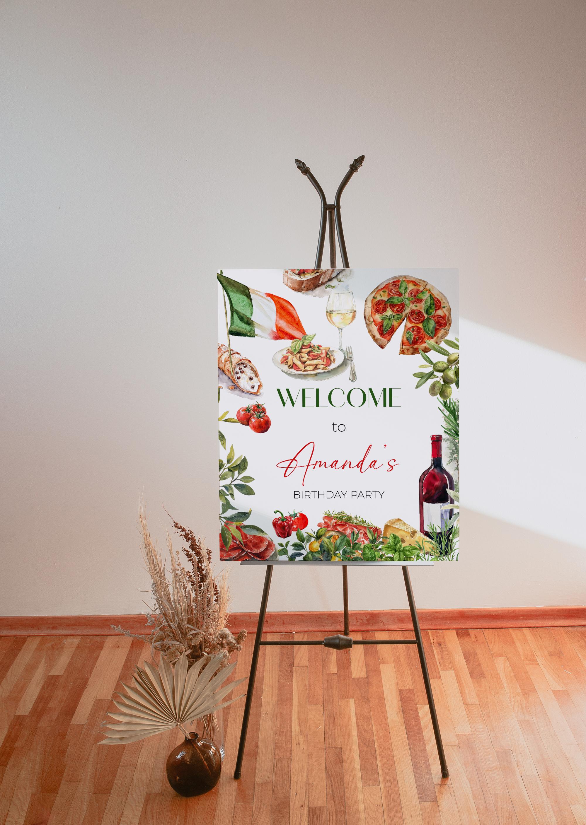 Italian Theme Welcome Sign Template, Pizza Birthday Party, Editable ...