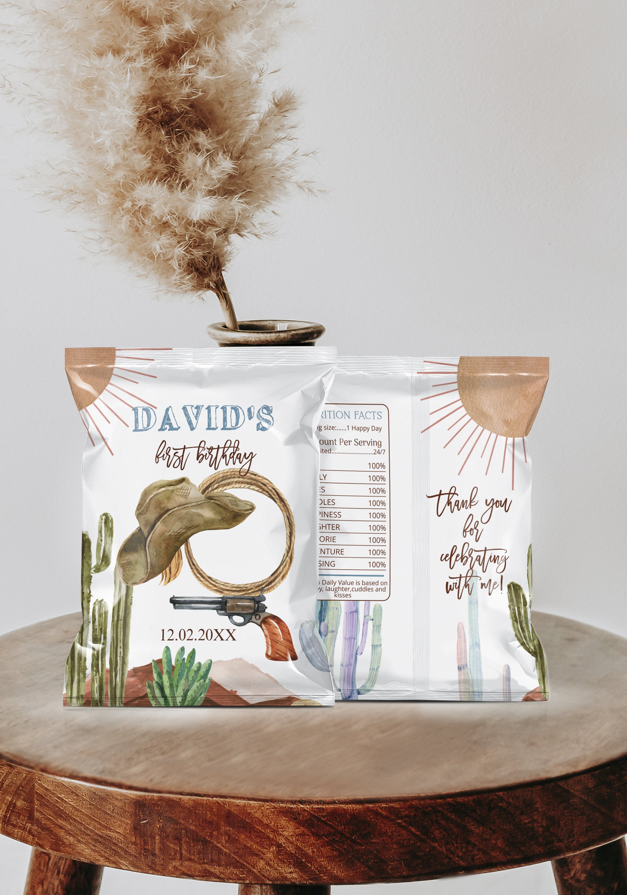 Cowboy Birthday Party Chip Bag, Printable Birthday Rodeo Party Chip Bag ...