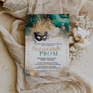 Prom Masquerade Party Invitation Template, Masquerade Ball, High School ...