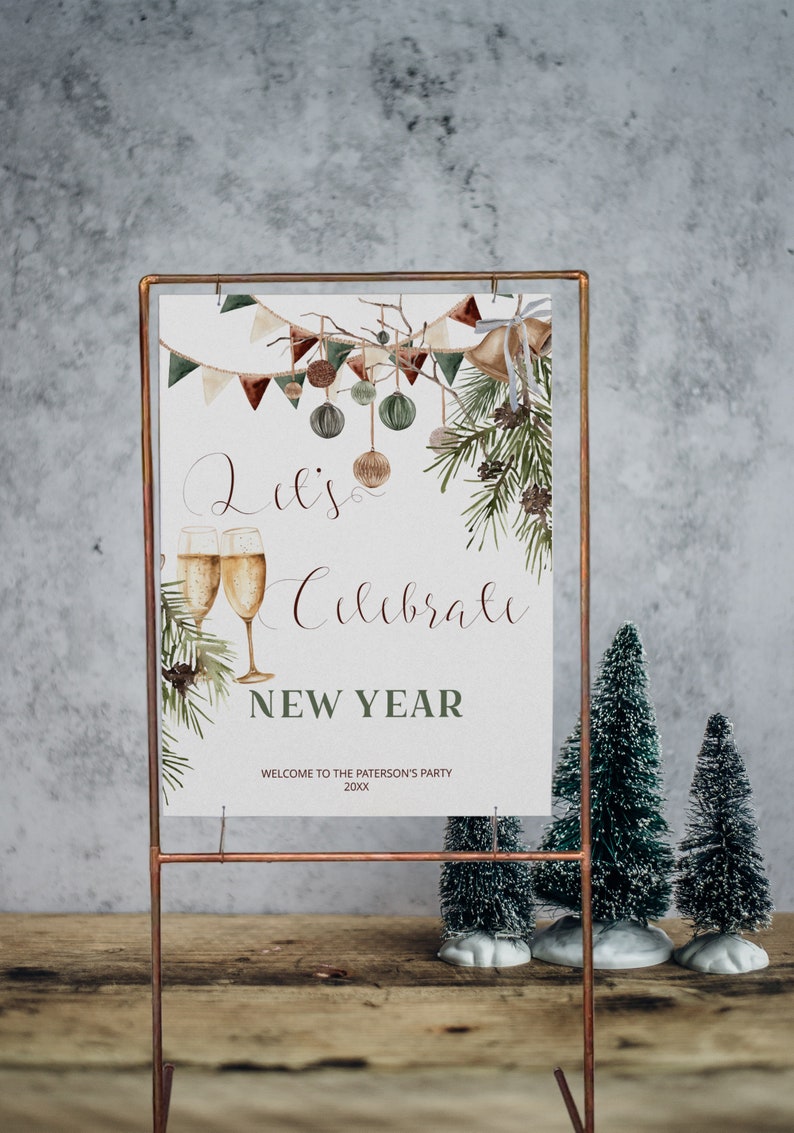 2026 New Years Eve Party Welcome Sign, Prosecco NYE Decor, Cheers to ...