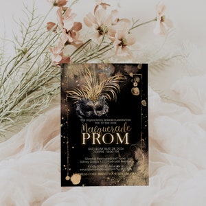 Masquerade Ball, Prom Masquerade Party Invitation Template, High School ...