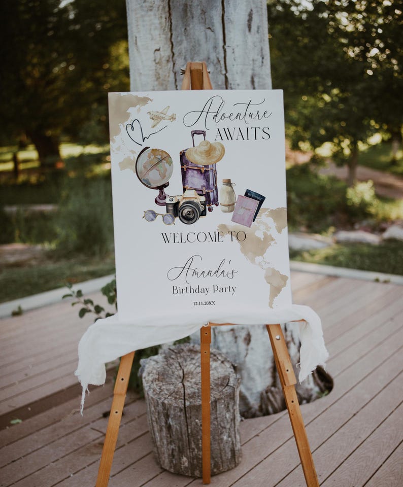 Travel Welcome Sign, Around the World Birthday Party Template, World ...