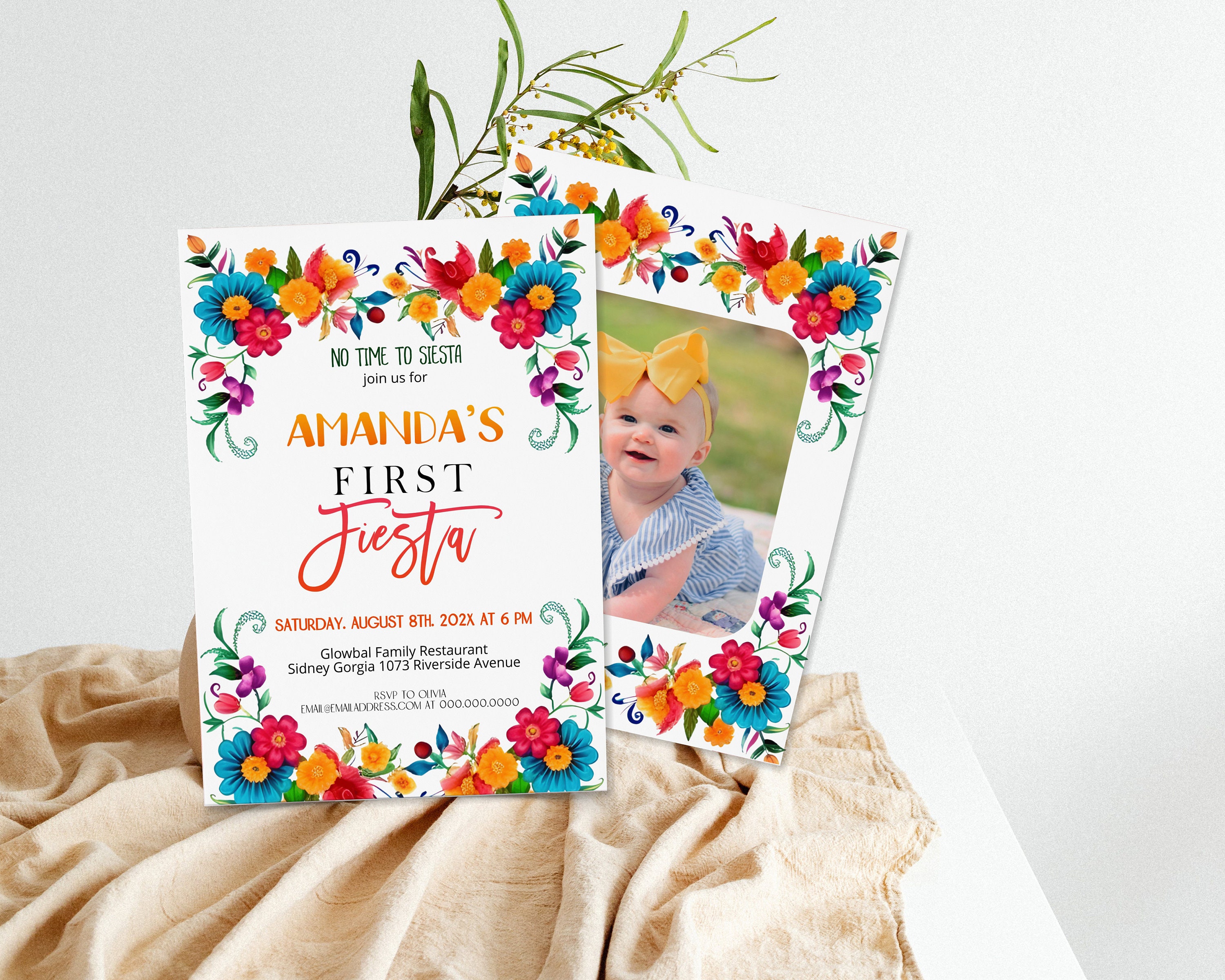 First Fiesta Invitation Template, Editable 1st Birthday Invite, Fiesta ...