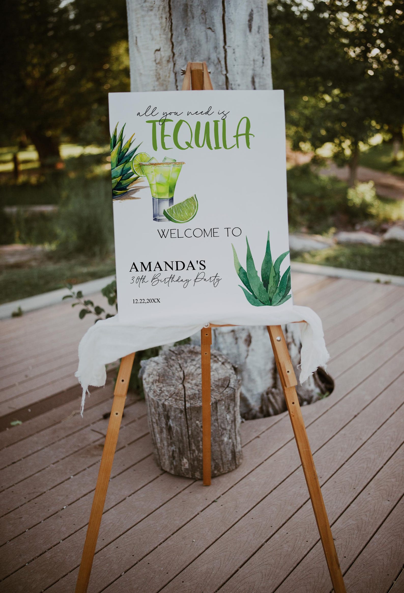 Tequila Birthday Welcome Sign, Editable Tequila Birthday Theme, 30th ...