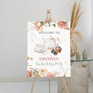 Tea Party Welcome Sign Template, Afternoon Tea Welcome Sign, Floral Tea ...