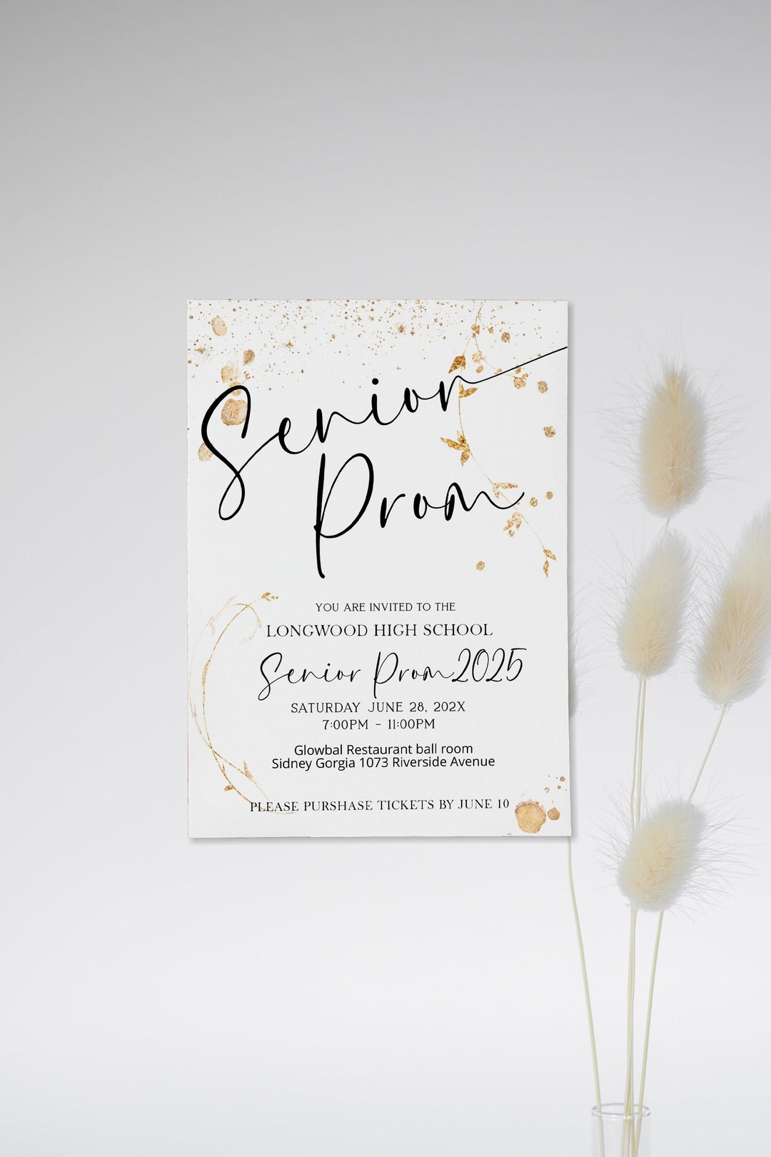 Prom Party Invite, Senior Prom Invites, Editable School Ball Invite ...