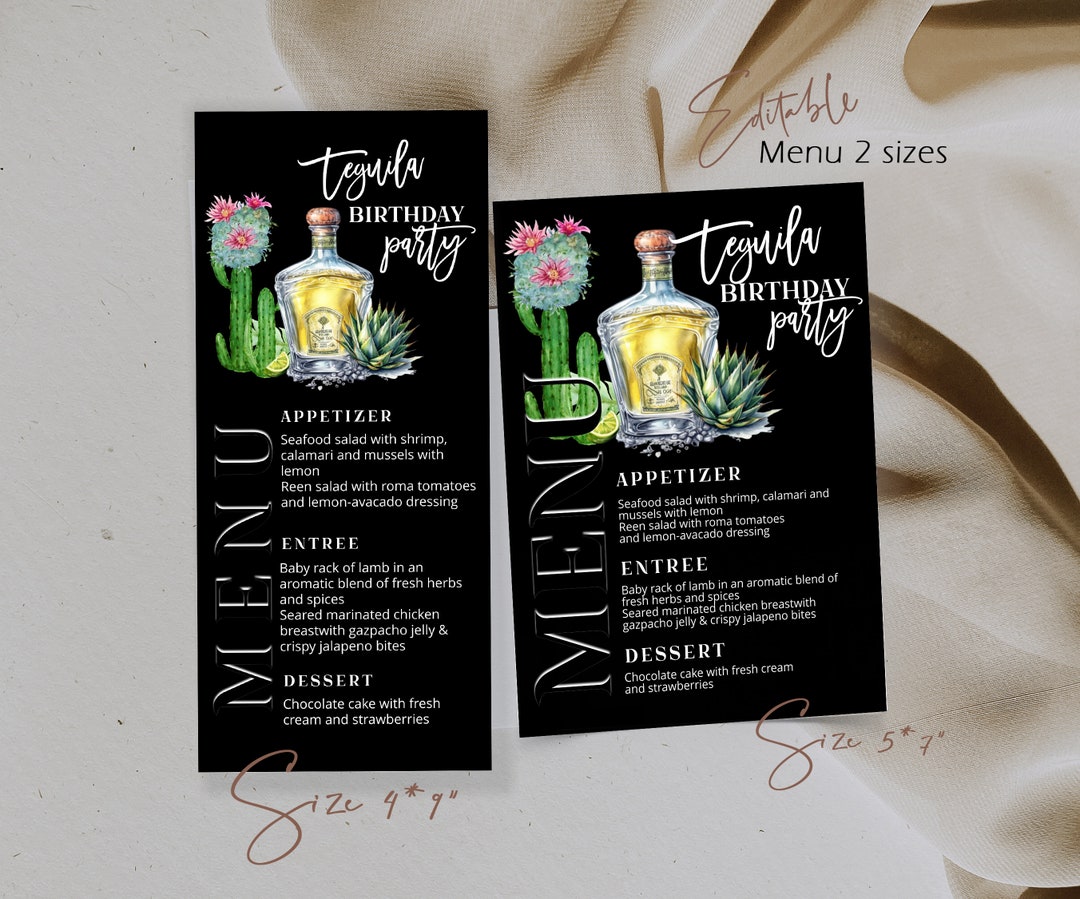 Tequila Menu Card Template, Mexican Theme Menu, Fiesta Menu Template ...