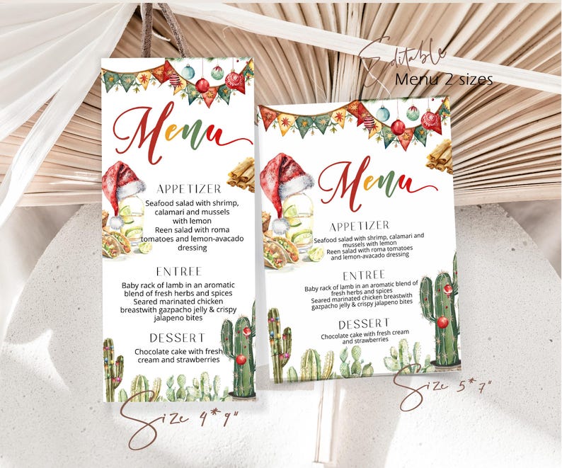 New Years Fiesta Menu Card Template, Editable Mexican Theme Party Menu ...