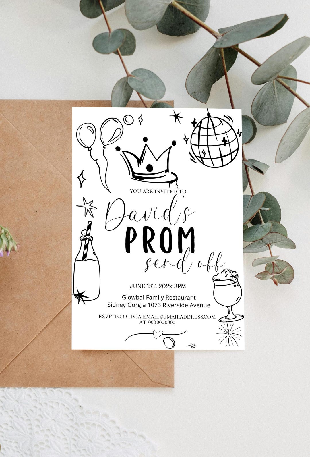 Prom Send off Invitation Template, Editable Senior Prom Invite, Prom ...