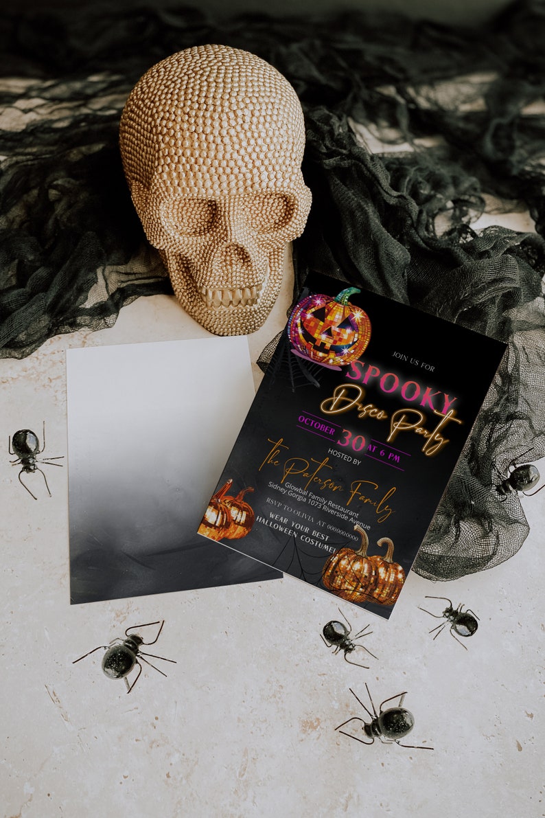 Spooky Disco Party Invitation Template, Pumpkins Invite, Dance Party ...