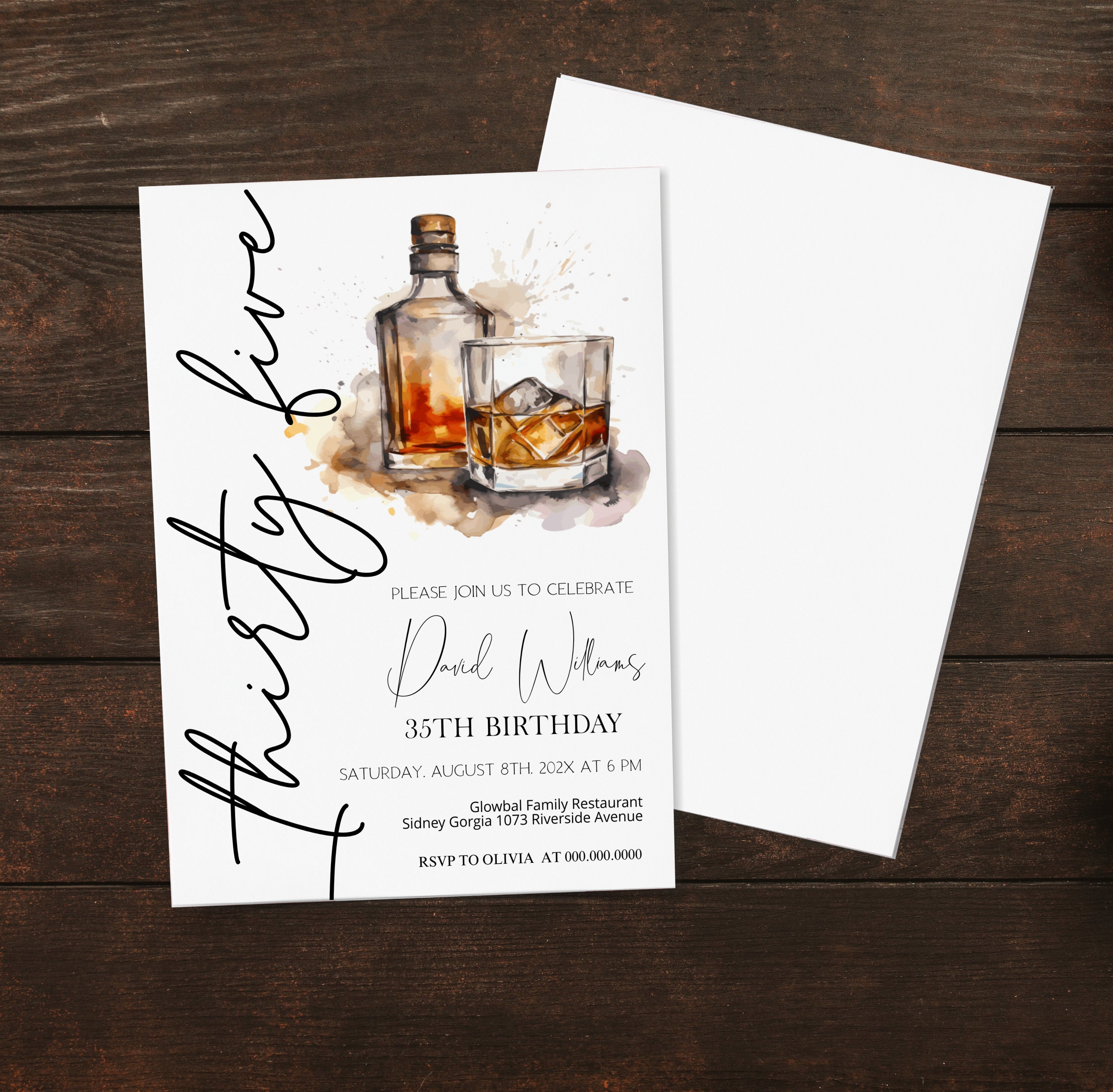 Cheers to 35 Years, 35th Birthday Invitation, Adult Birthday Invitation ...