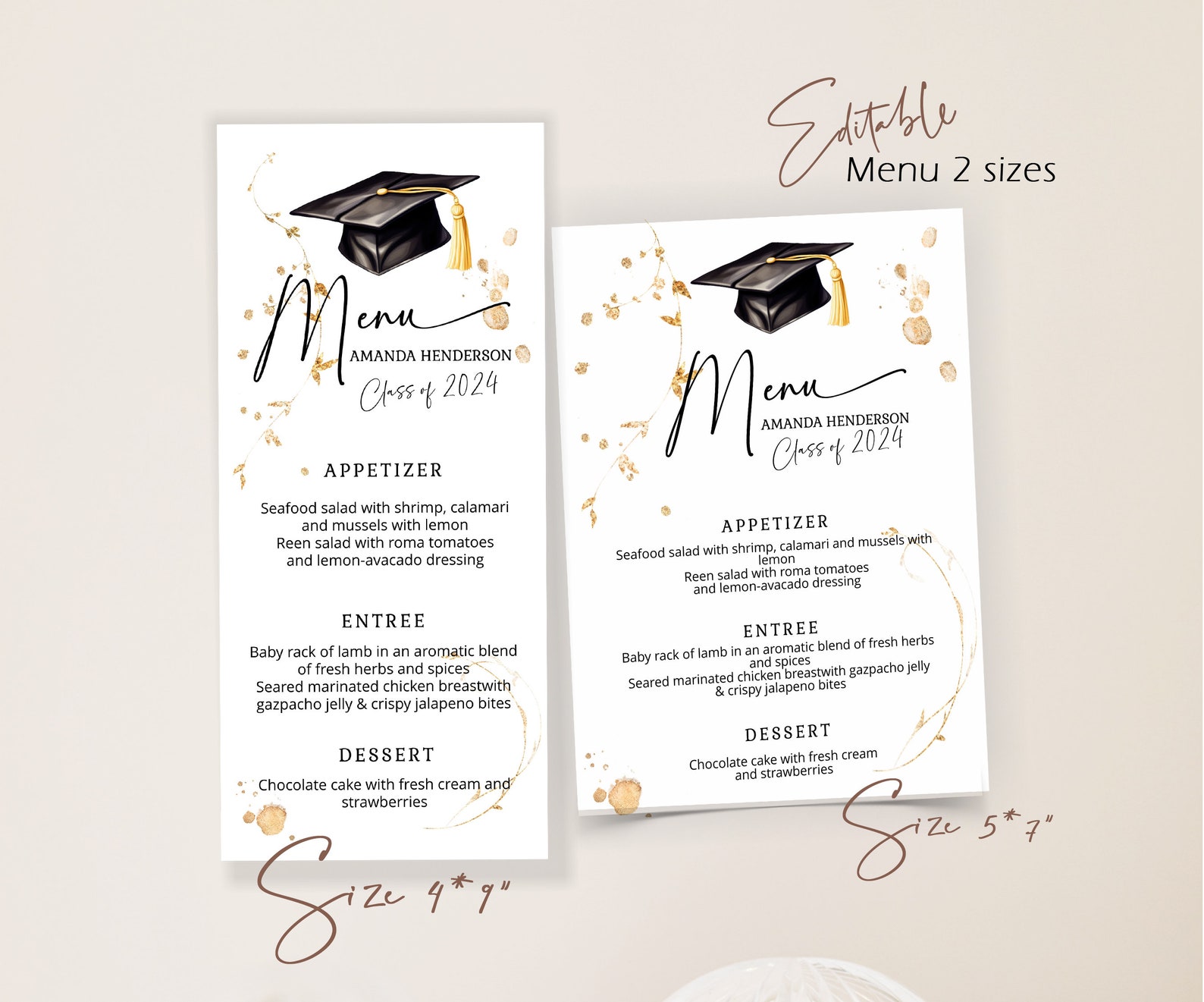 Graduation Dinner Menu, Grad Party Menu, Dinner Menu Template ...