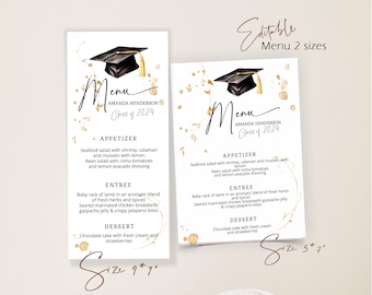 Graduation Party Menu Template - Etsy