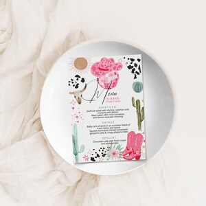 Disco Cowgirl Menu Card, Pink Space Cowgirl Menu Card, Editable Western ...
