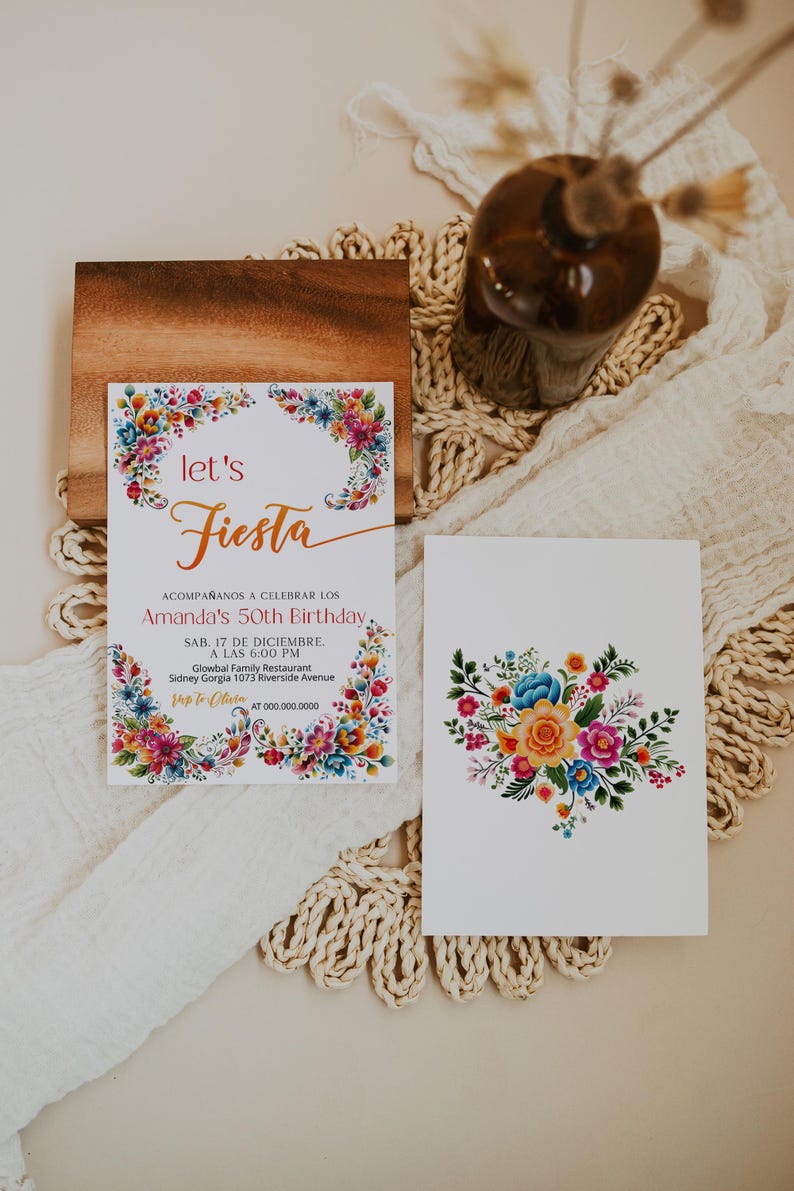 Fiesta 50th Birthday Invite Template, Floral Fiesta Party Invitation ...