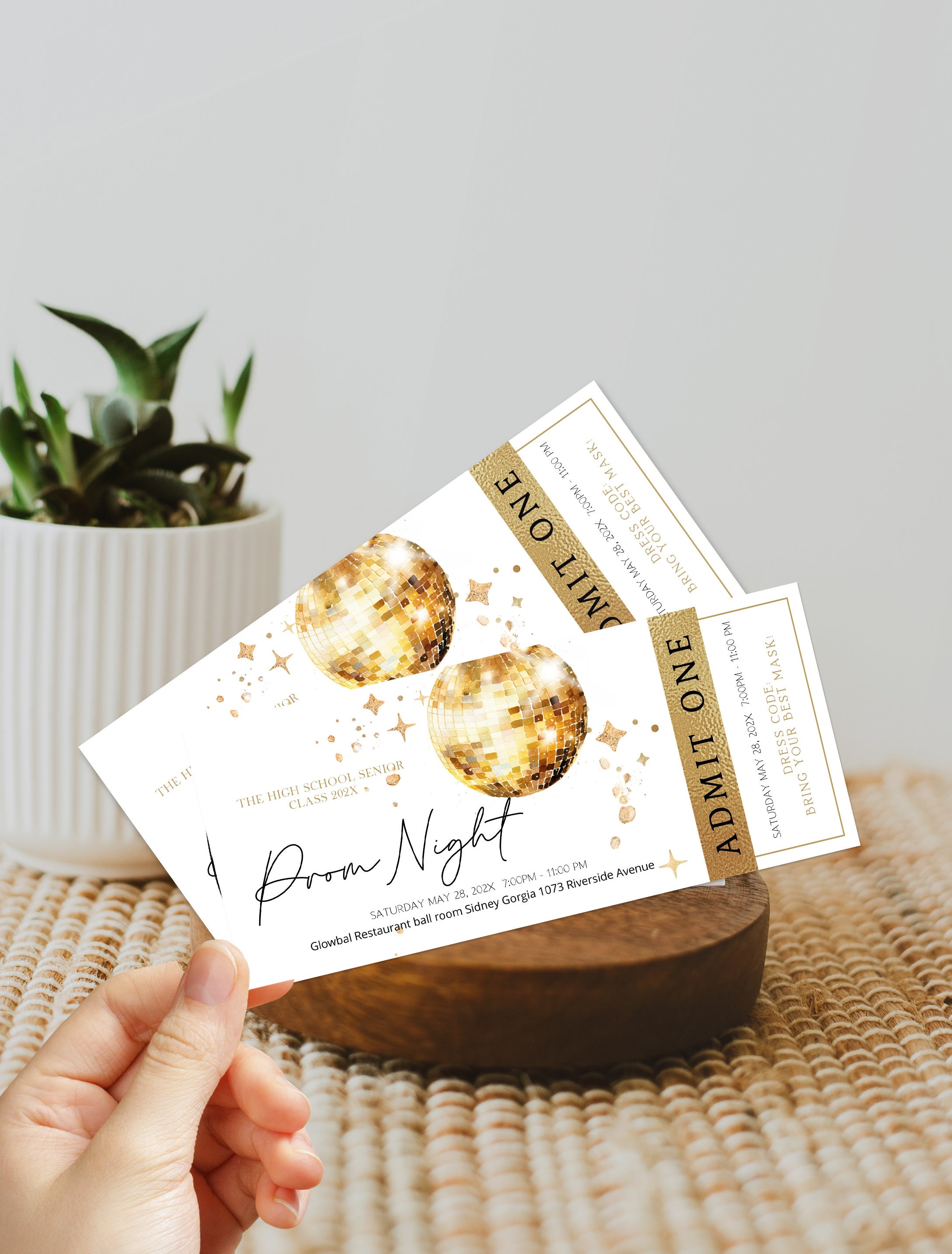 Disco Prom Night Tickets, Disco Prom Party Ticket Template, Editable ...