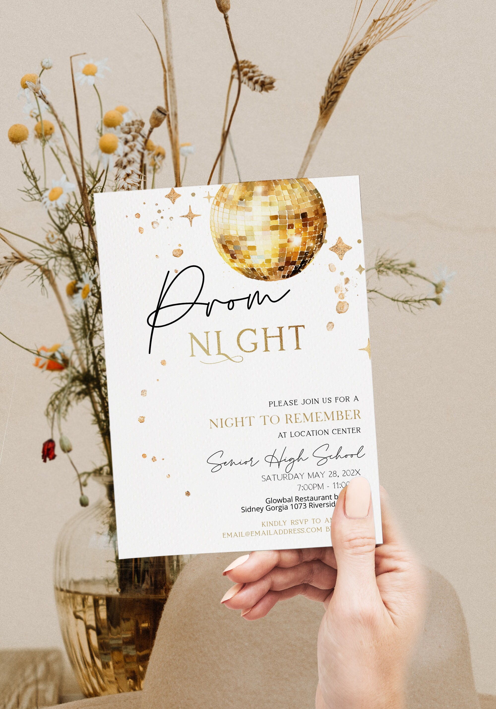 Prom Night Invites, Prom Party Invite, Editable School Ball Invite ...