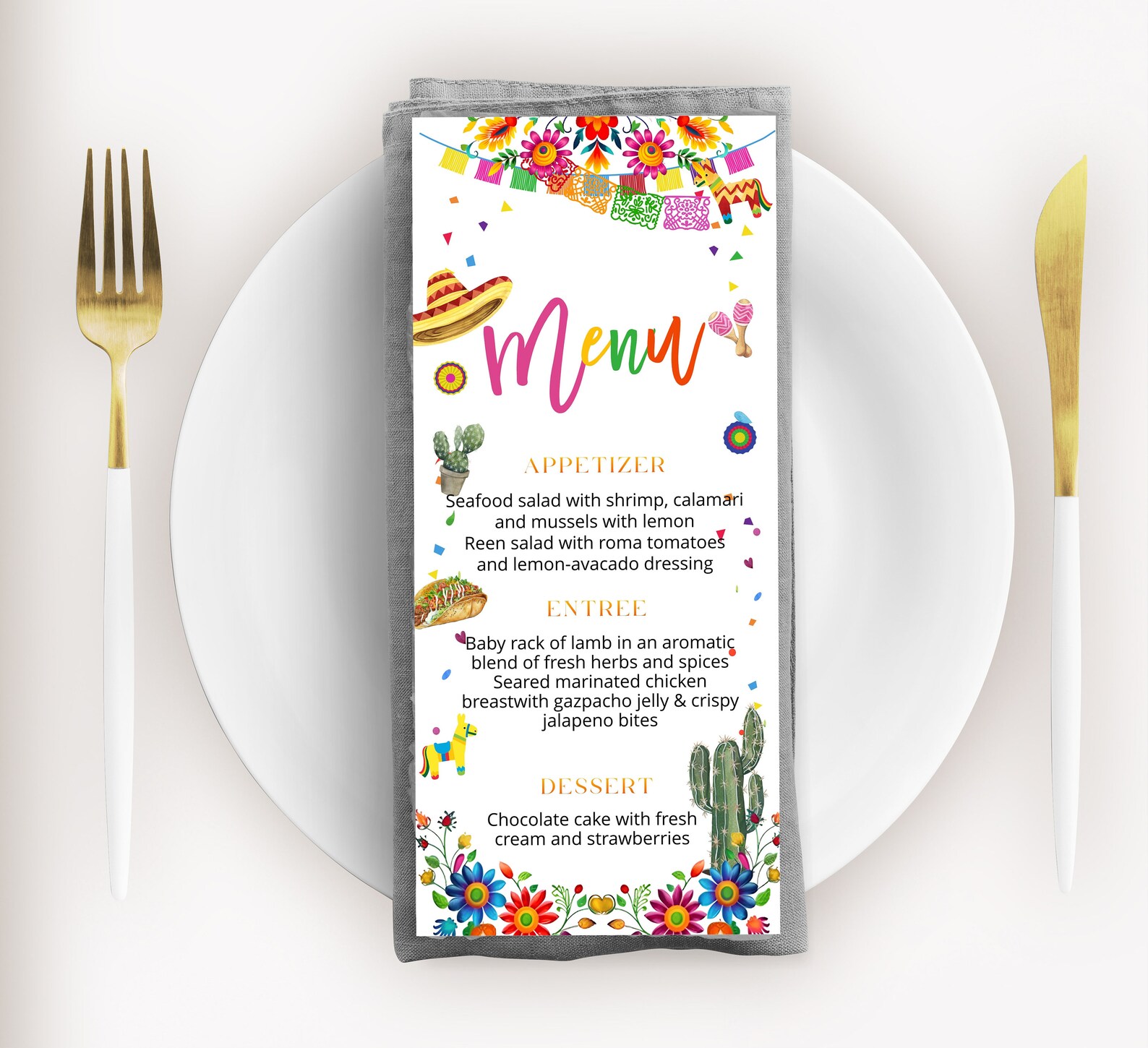 Fiesta Menu Card, Mexican Menu Card, Menu Card, Editable Mexican ...