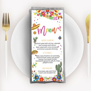 Fiesta Menu Card, Mexican Menu Card, Menu Card, Editable Mexican ...