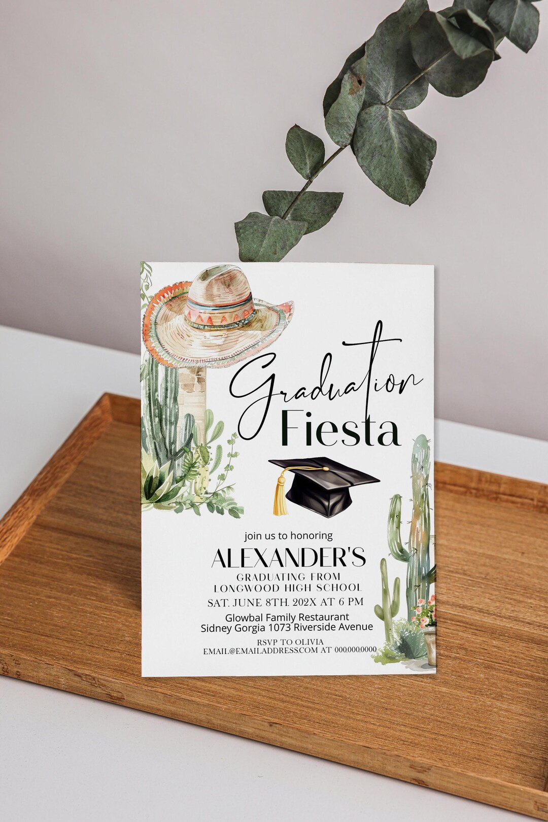 Graduation Fiesta Invitation Template, Editable Mexican Graduation ...