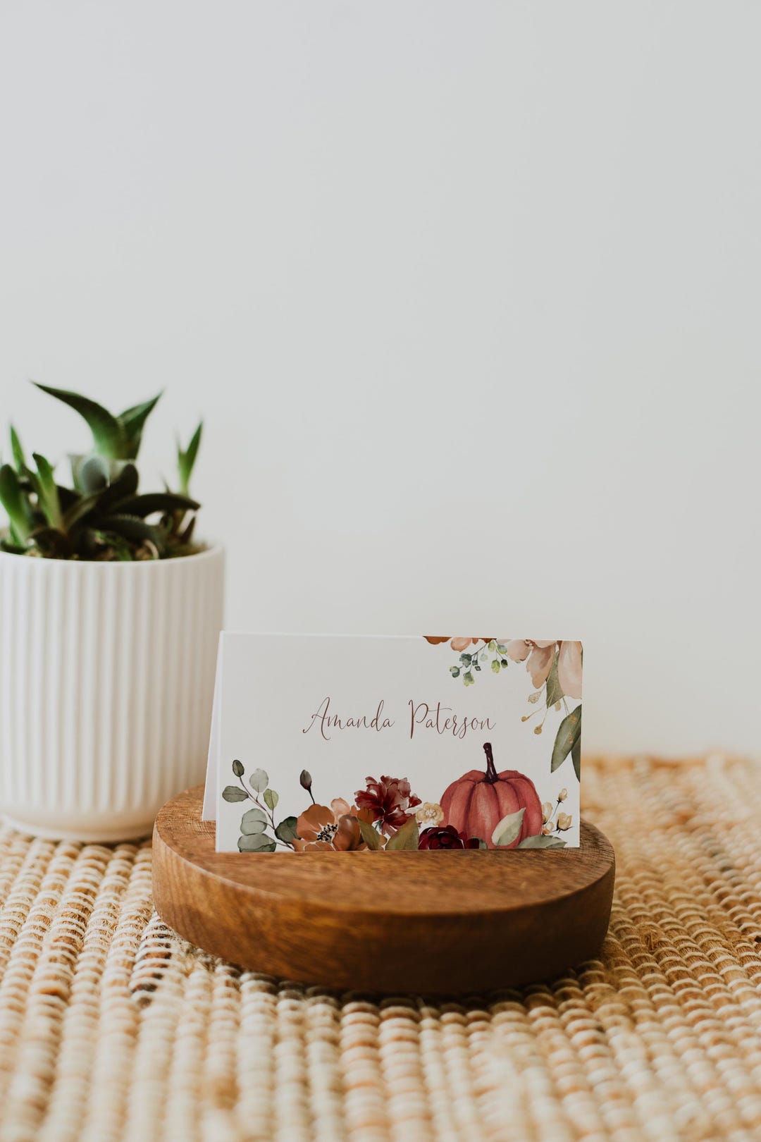 Pumpkin Place Card Template, Editable Name Place Card, Fall Place Card ...